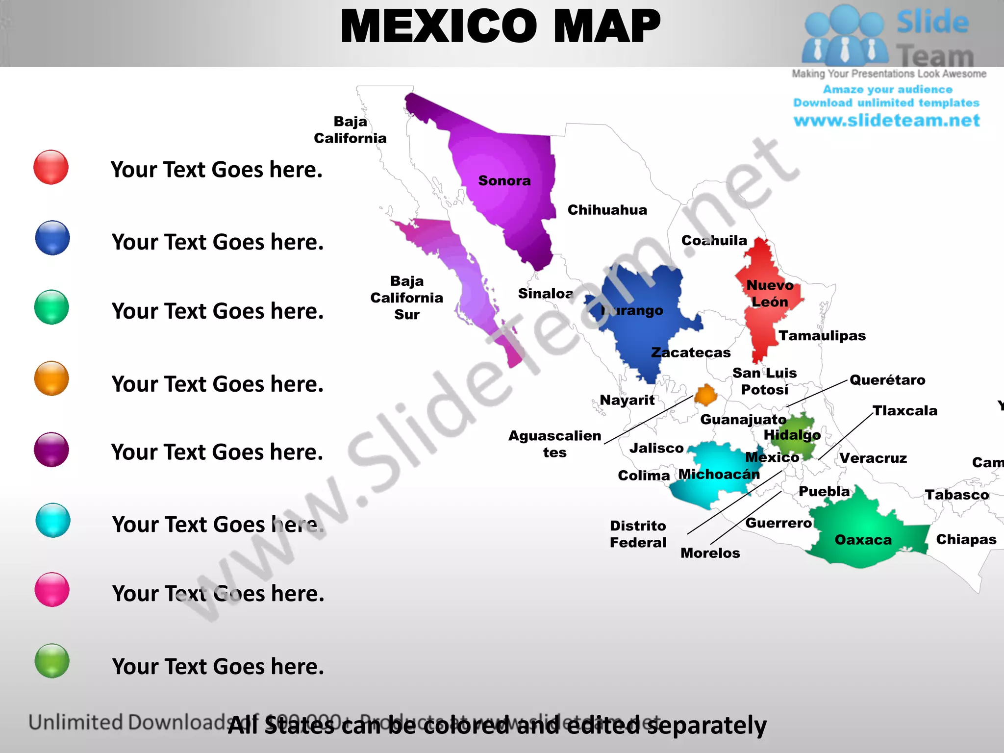 Mexico country editable powerpoint maps with states and counties ...