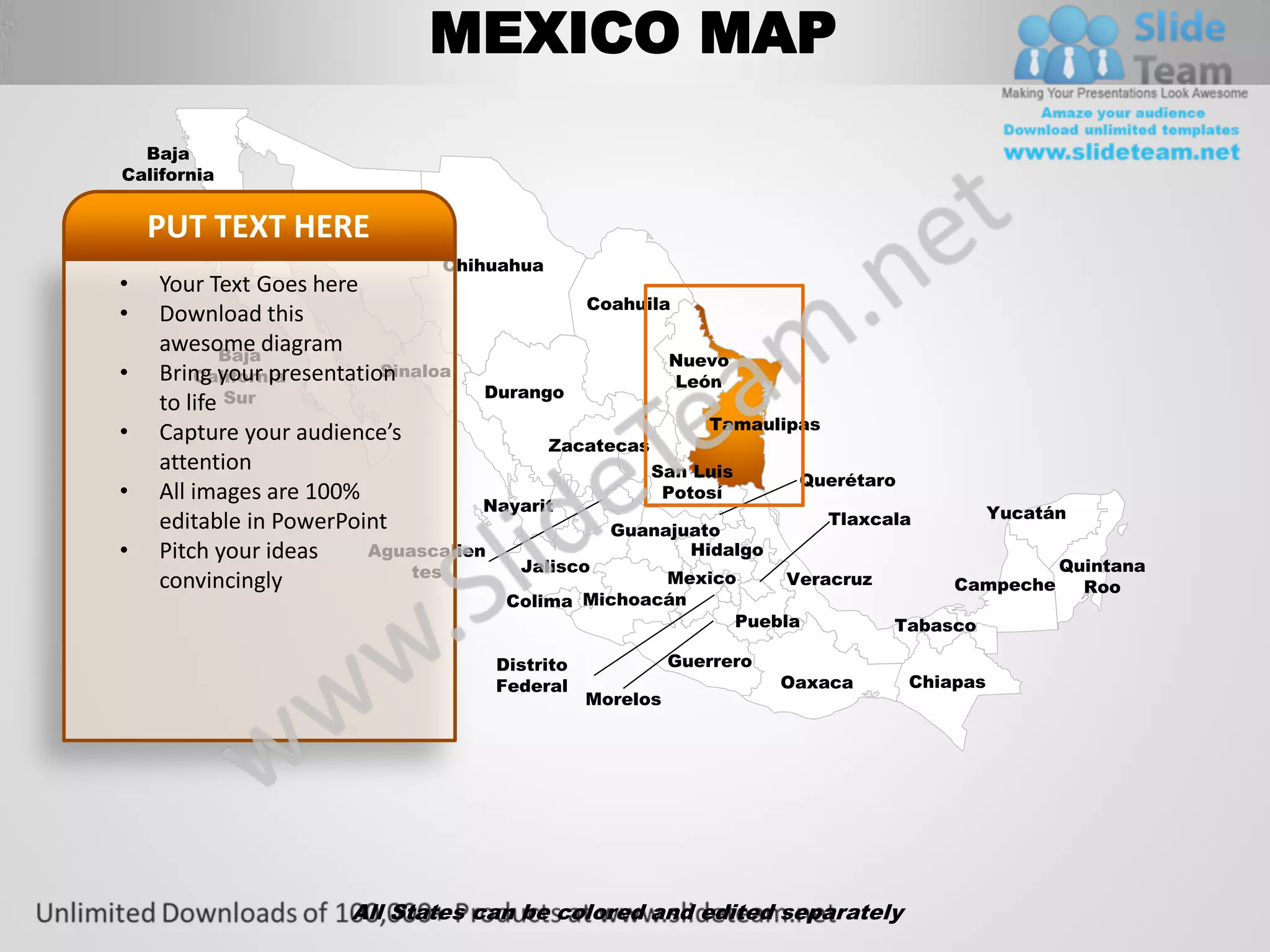 Mexico country editable powerpoint maps with states and counties ...