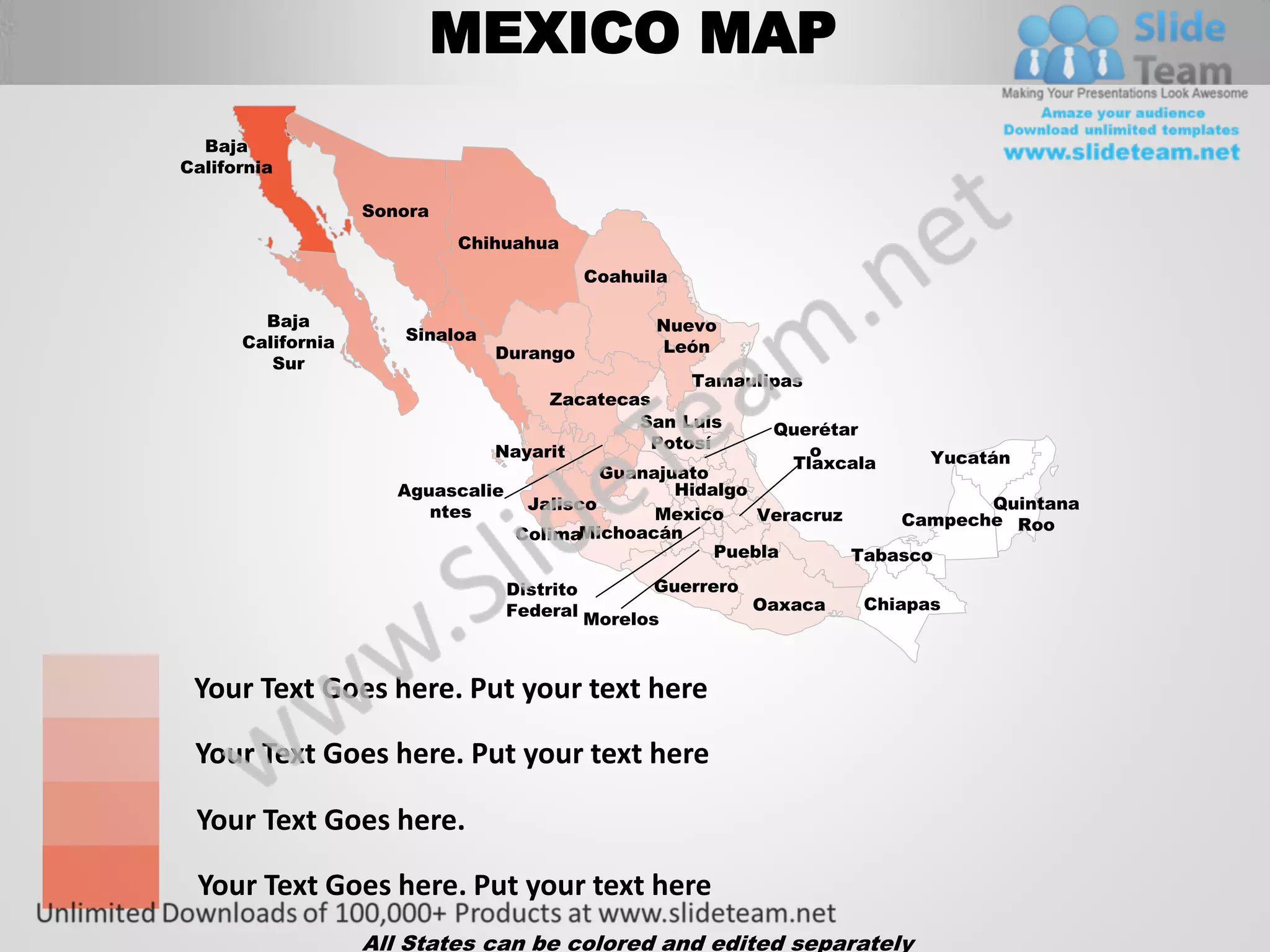 Mexico country editable powerpoint maps with states and counties ...