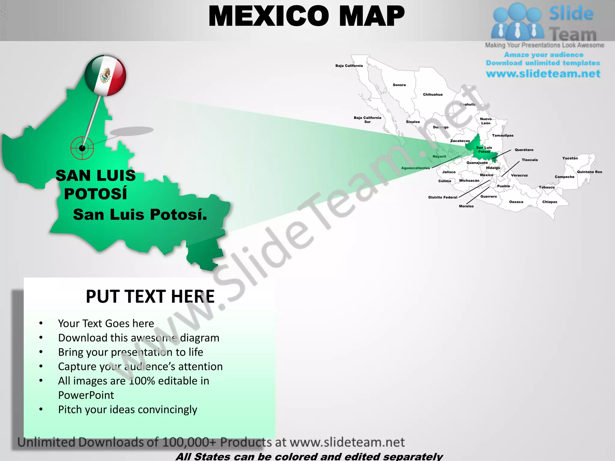 Mexico country editable powerpoint maps with states and counties ...