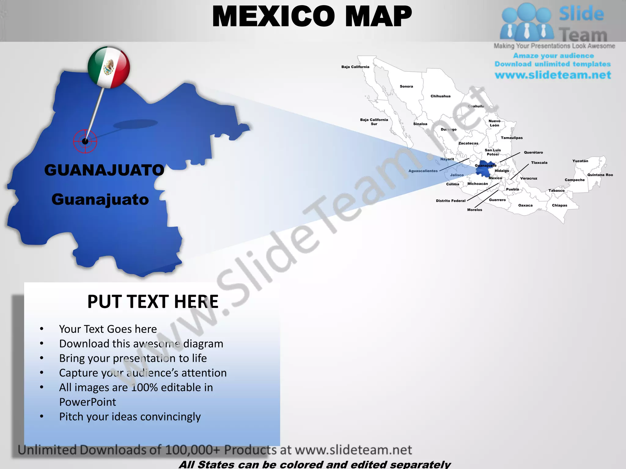 Mexico country editable powerpoint maps with states and counties ...