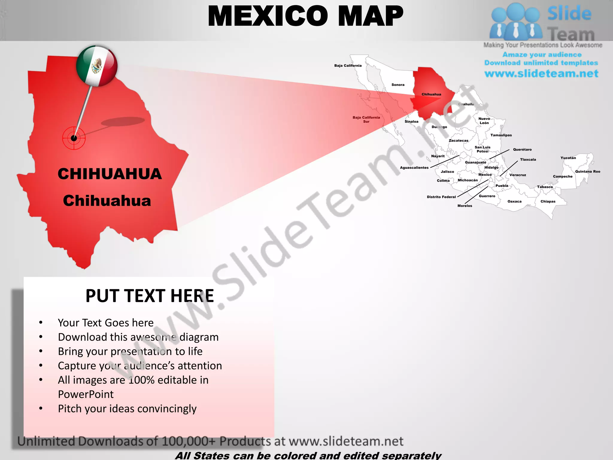 Mexico country editable powerpoint maps with states and counties ...