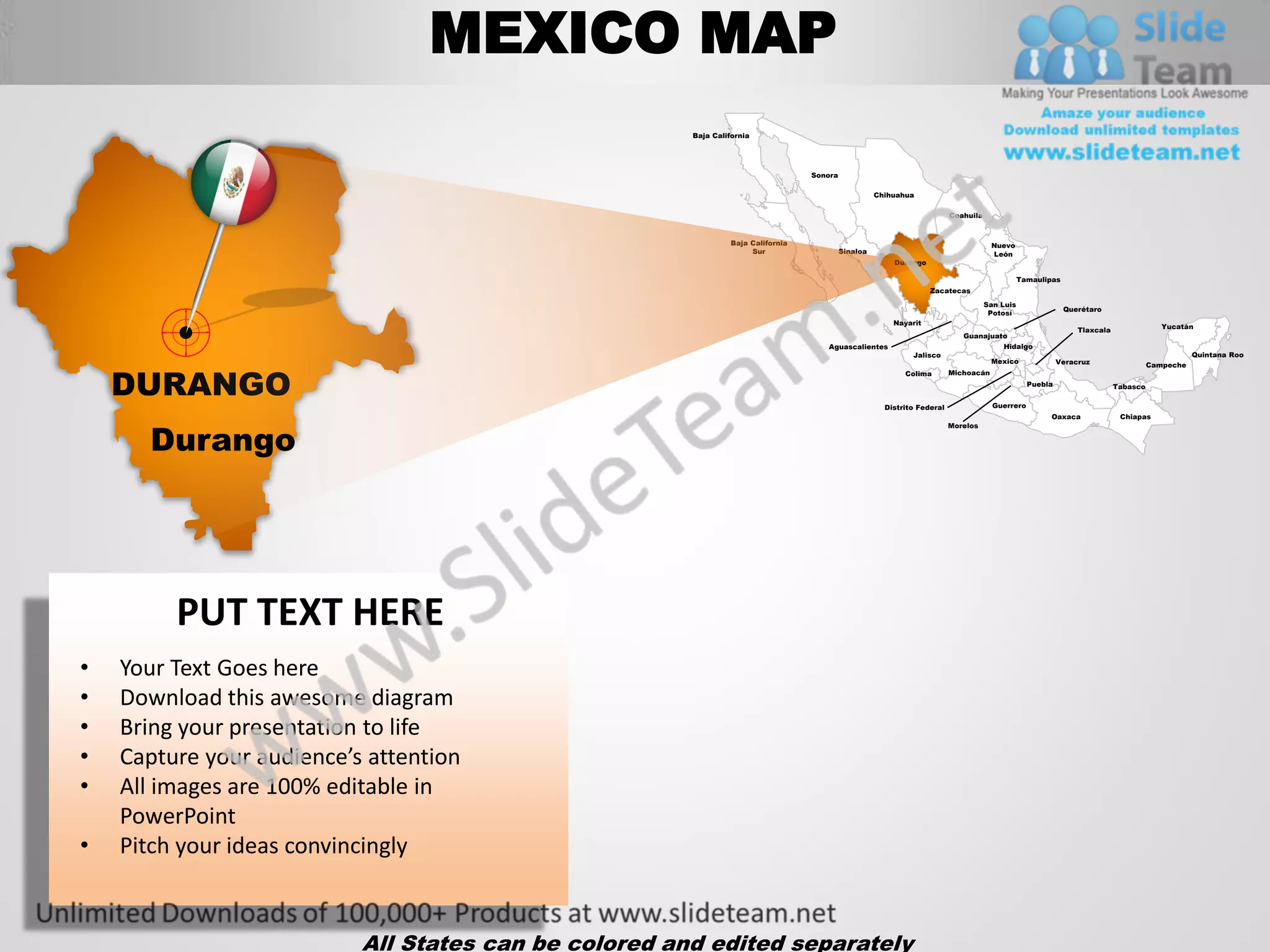 Mexico country editable powerpoint maps with states and counties ...