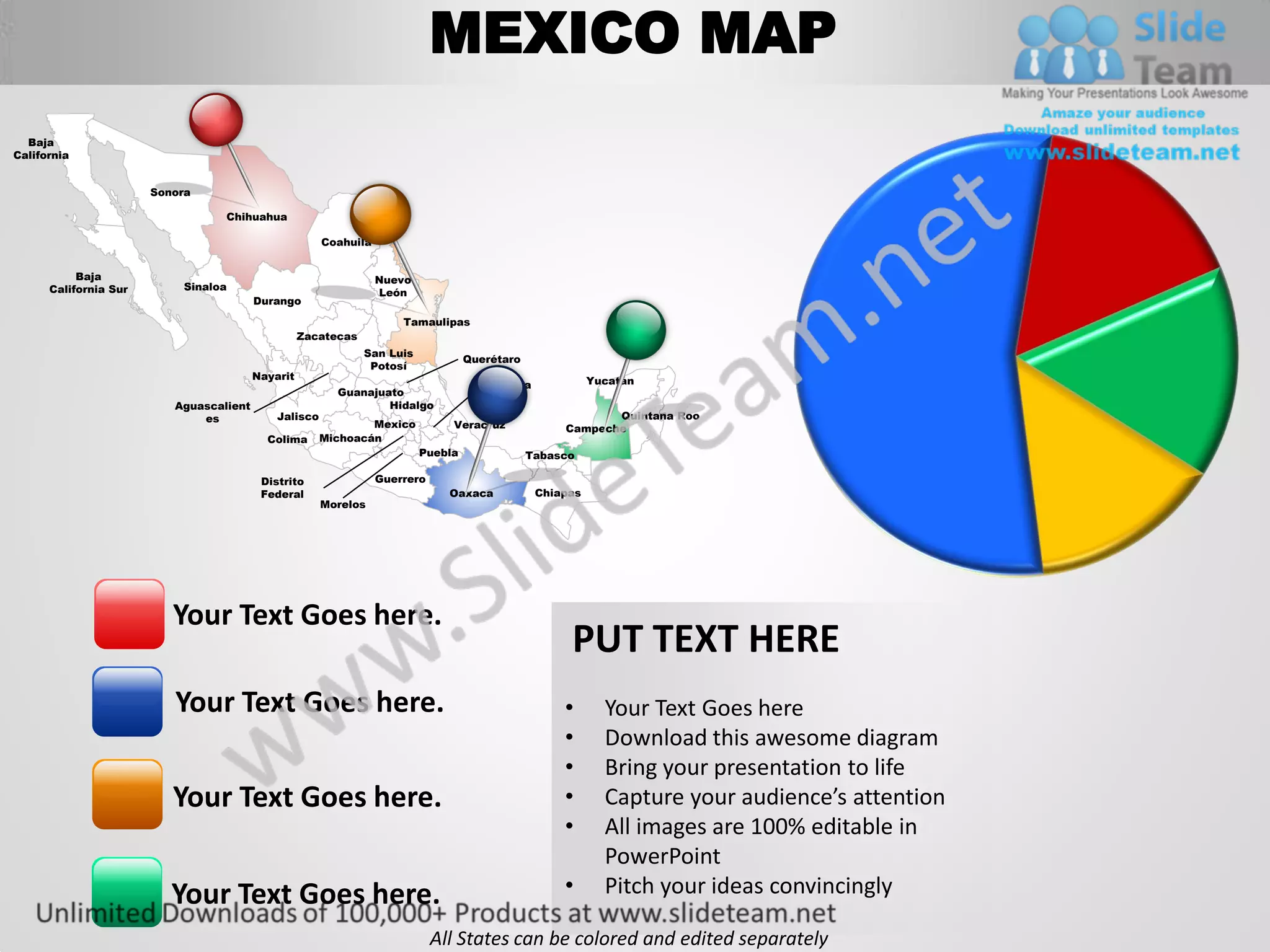 Mexico country editable powerpoint maps with states and counties ...