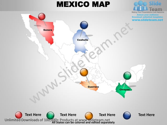 Mexico country editable powerpoint maps with states and counties ...