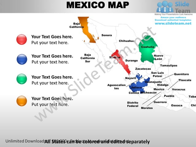 Mexico country editable powerpoint maps with states and counties ...