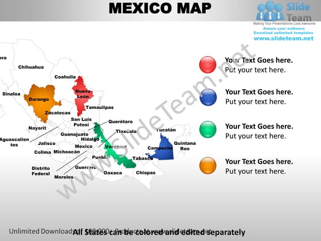 Mexico country editable powerpoint maps with states and counties ...