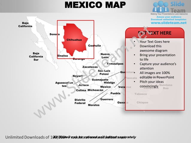 Mexico country editable powerpoint maps with states and counties ...