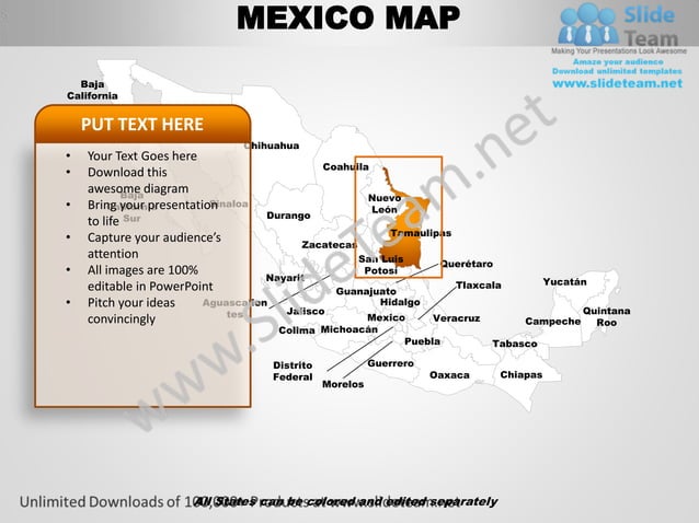 Mexico country editable powerpoint maps with states and counties ...