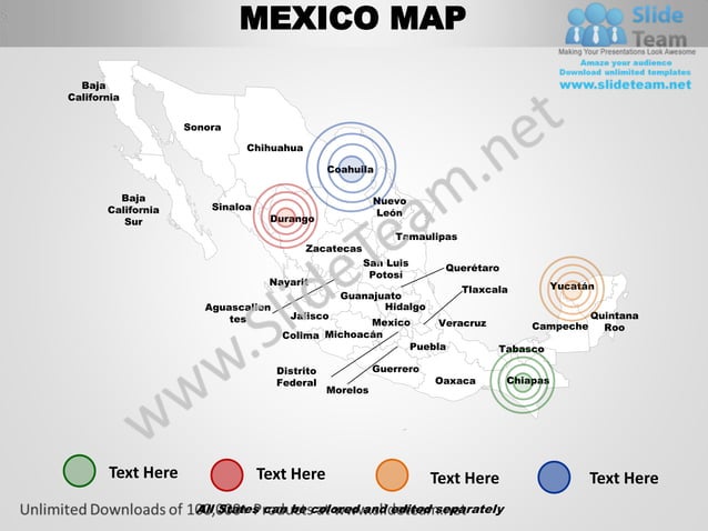 Mexico country editable powerpoint maps with states and counties ...