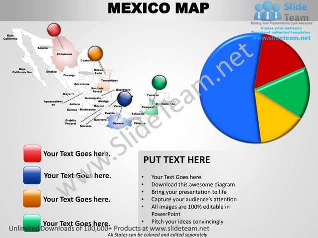 Mexico country editable powerpoint maps with states and counties ...
