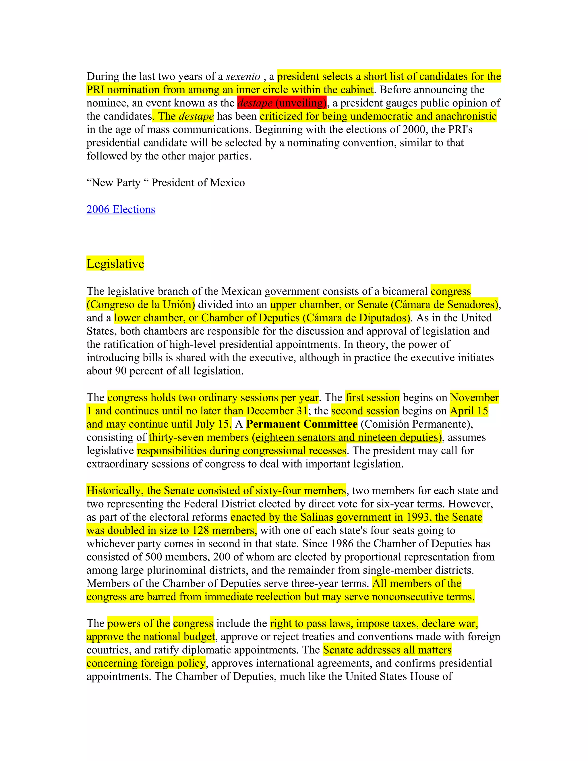 Mexico's Governmental Structure | DOC