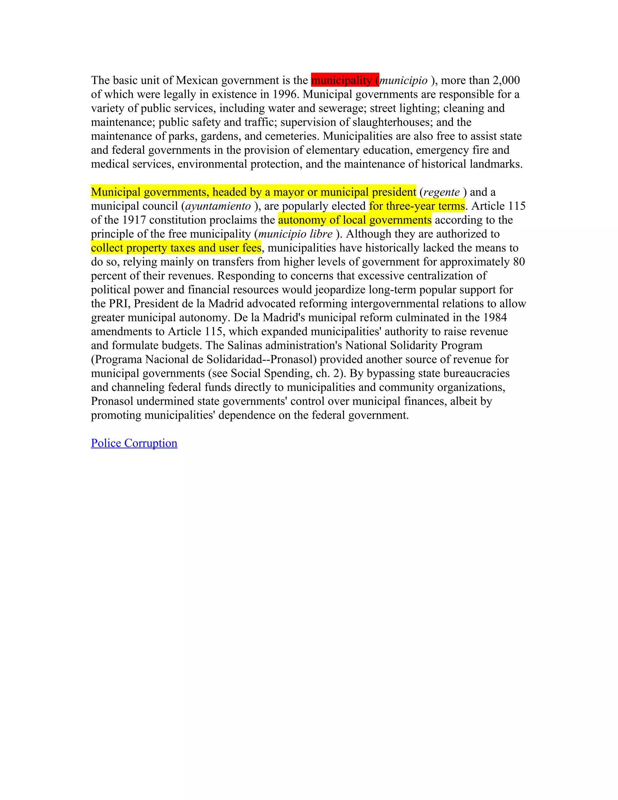 Mexico's Governmental Structure | DOC
