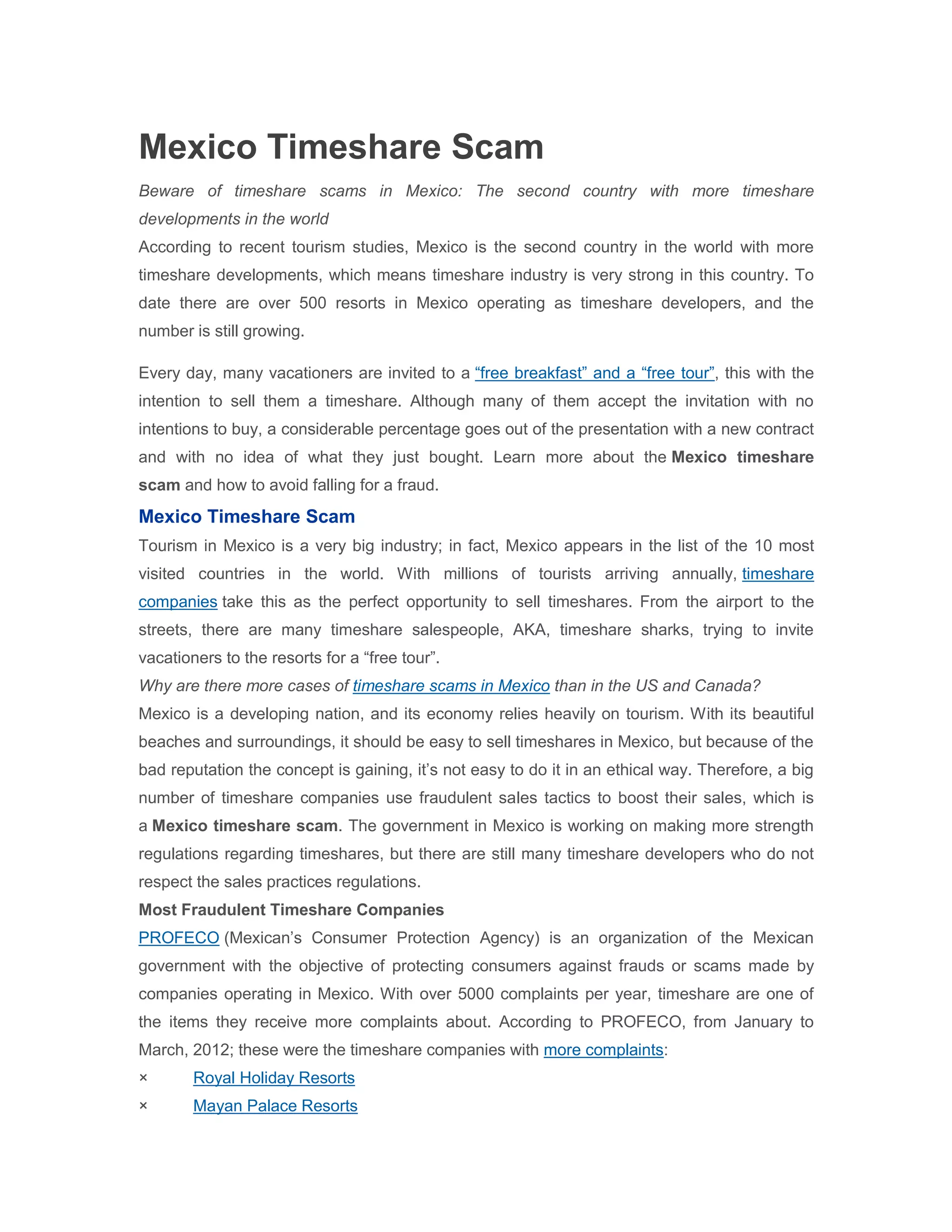 Mexico timeshare scam | DOCX