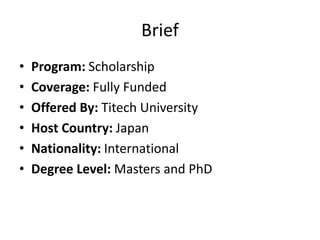 MEXT Scholarship in Japan at Titech University 2024.pptx