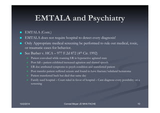 psychiatry and mental health issues in the emergency room - EMTALA and ...