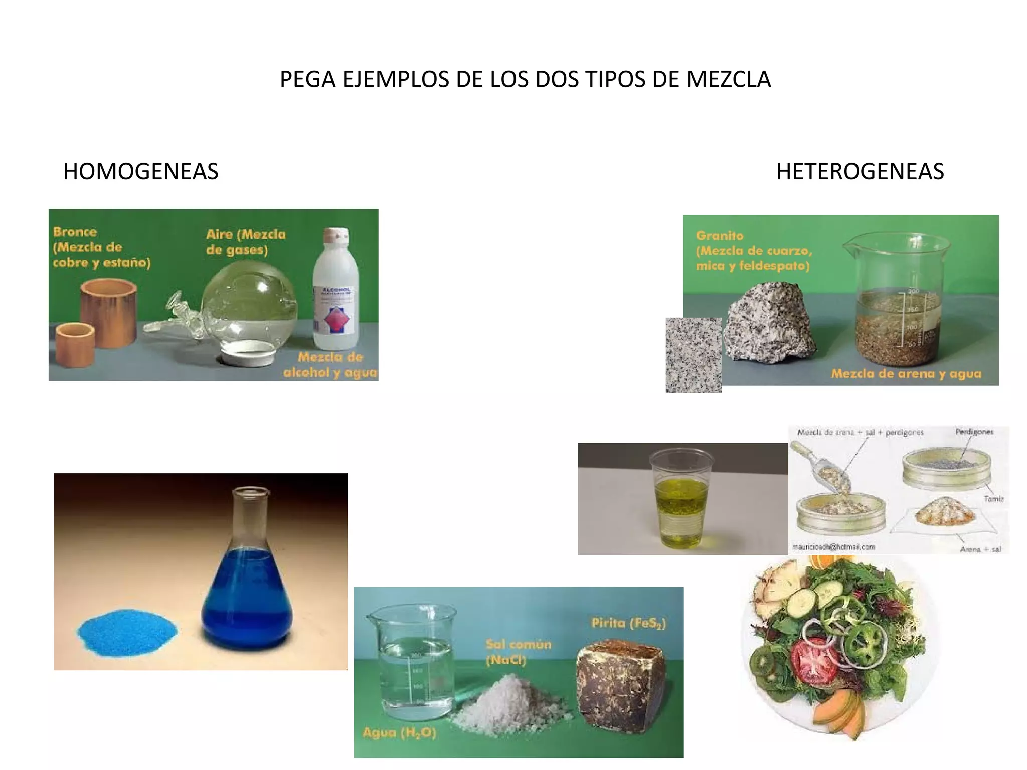 Mezclas homogeneas y heterogeneas | PPT