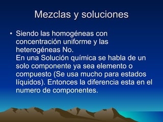 Mezclas y soluciones | PPT | Chemistry | Science