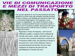Progetto Telemouse: Mezzi di trasporto ieri, oggi e domani | PPT