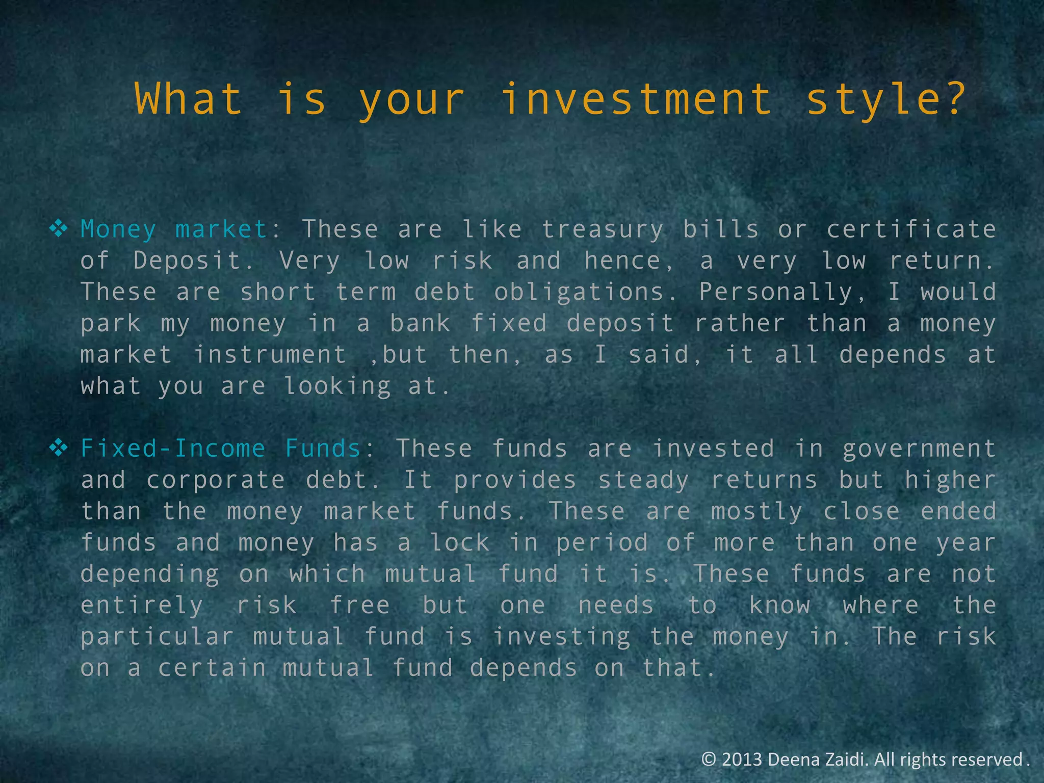 Mutual Funds for a cautious investor! | PPT