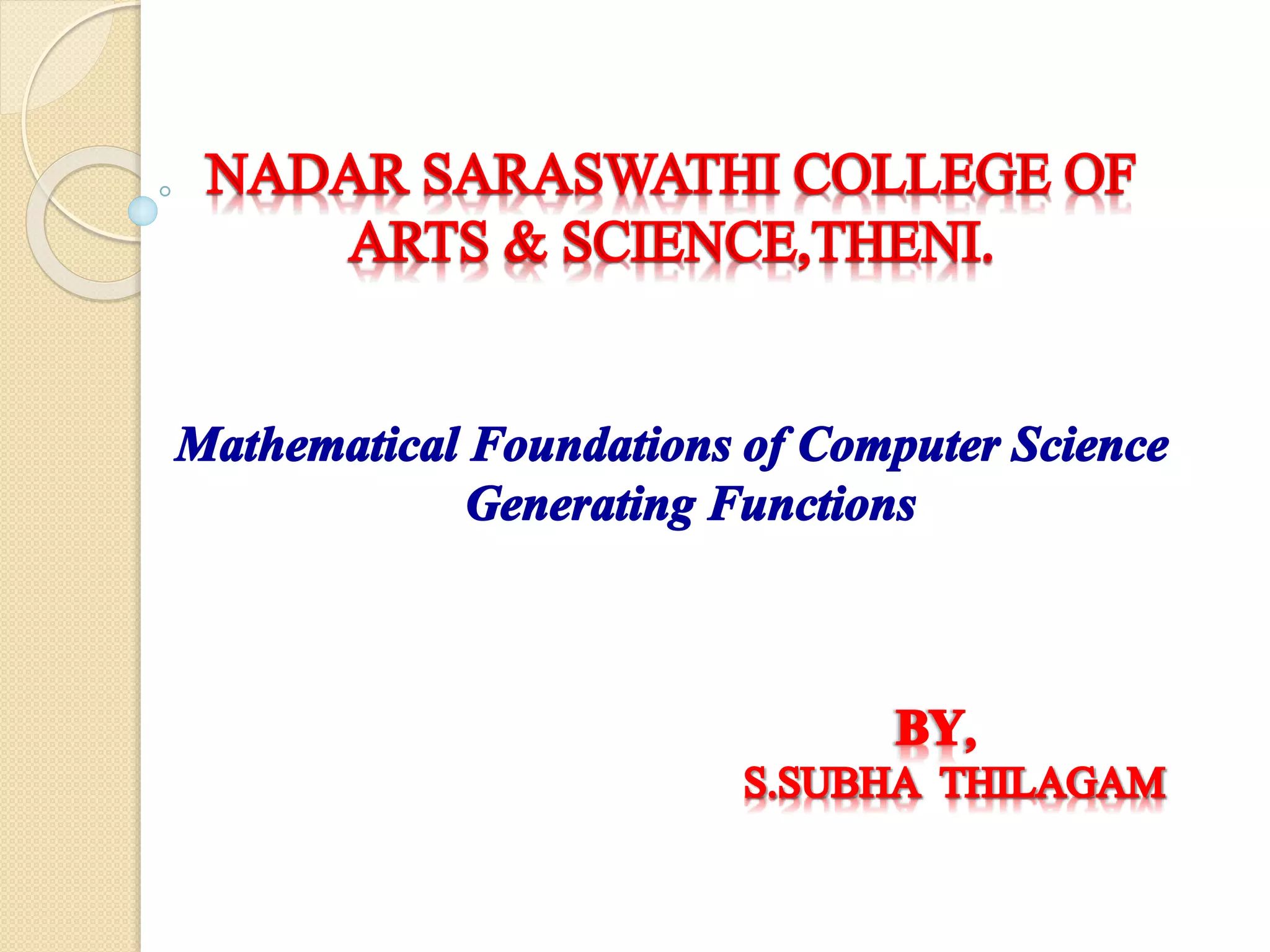 Generating functions | PPTX