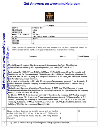 Mf00121 assignment spring_2016 | PDF | Business Accounting & Finance | Business