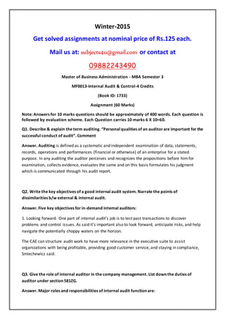 Mf0013 internal audit & control | PDF