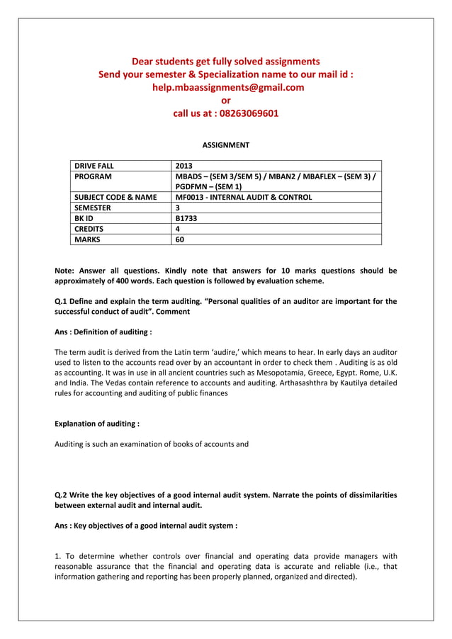 Mf0013 & internal audit & control | DOCX