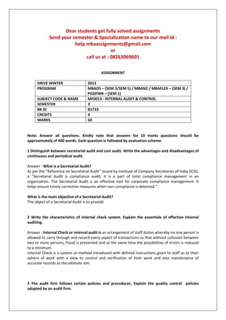 Mf0013 & internal audit & control | PDF
