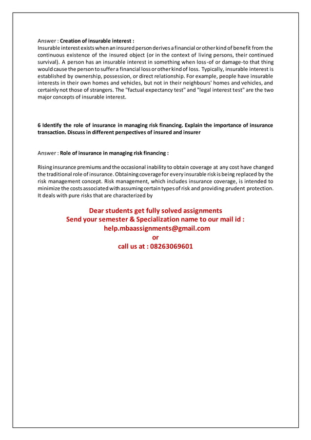 Mf0018 insurance and risk management | DOCX