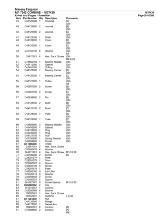 Massey ferguson MF 7242 Combine - 1637439 parts catalog | PDF