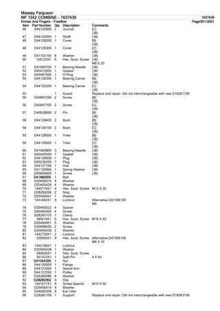 Massey ferguson MF 7242 Combine - 1637439 parts catalog | PDF
