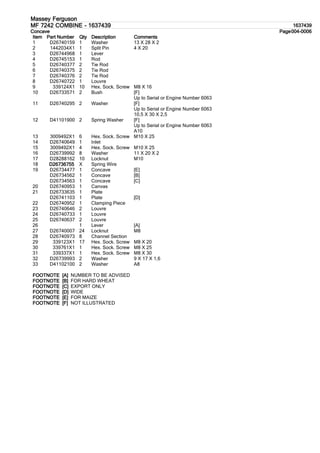 Massey ferguson MF 7242 Combine - 1637439 parts catalog | PDF