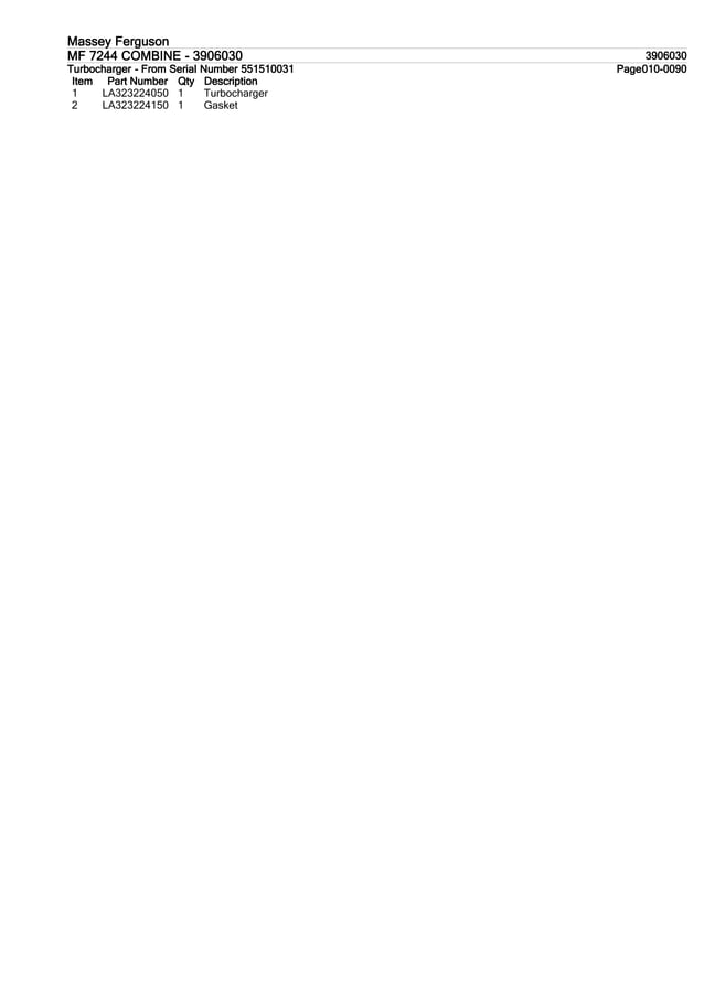 Massey ferguson 7244 combine parts catalog | PDF | Free Download