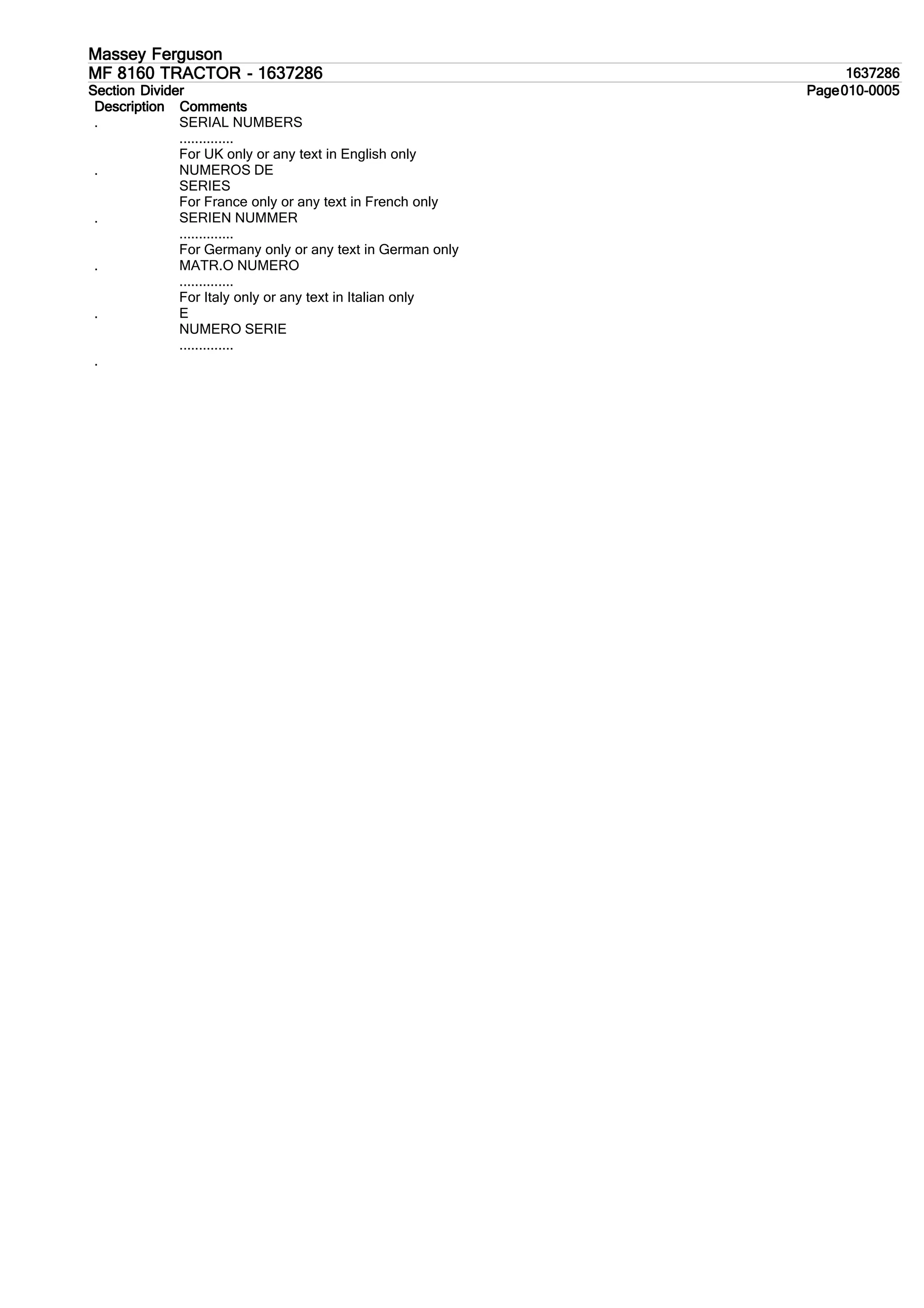 Massey ferguson 8160 part catalog | PDF