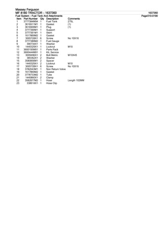 Massey ferguson Mf 8180 parts catalog | PDF