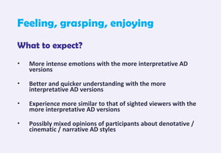 Audio Description Style and Film Experience: Description ...