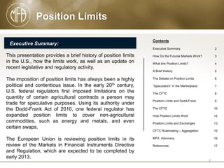 Position Limits: A Brief History and Discussion of Recent Regulatory ...