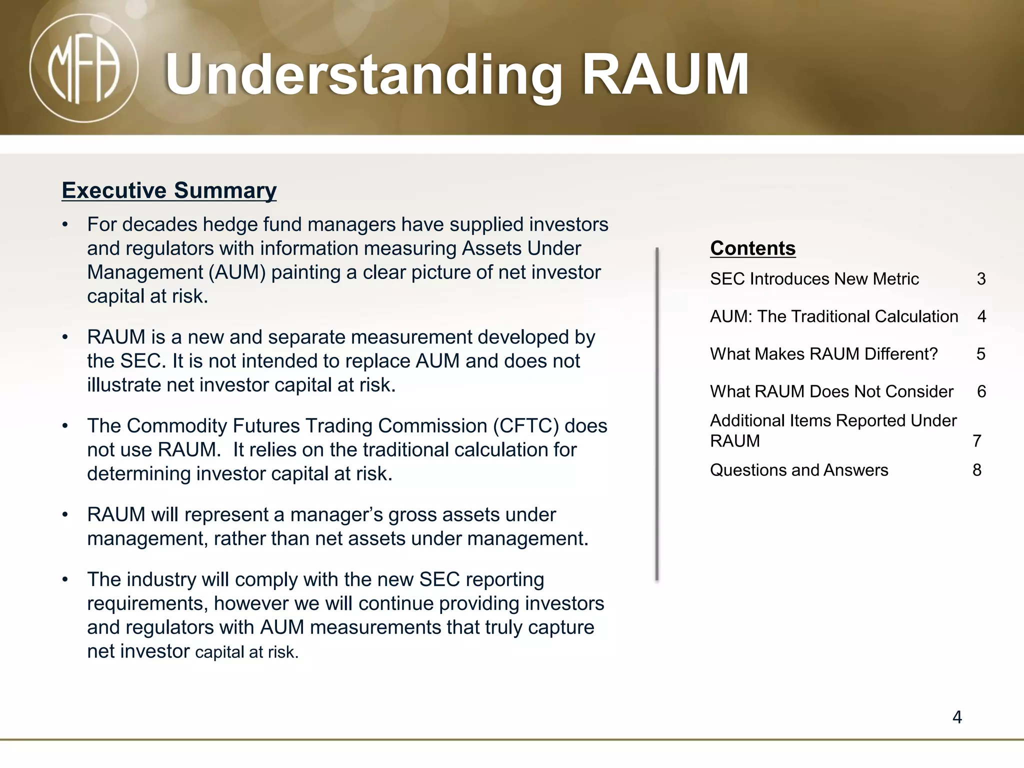 MFA RAUM Calculation | PDF
