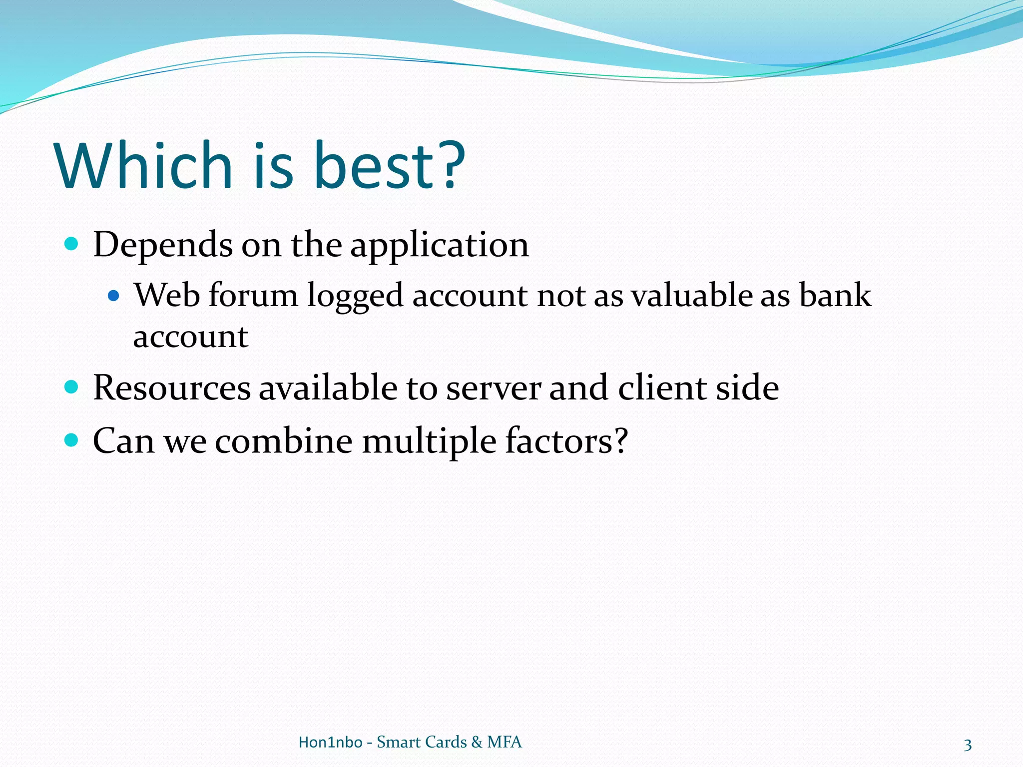 Intro to Smart Cards & Multi-Factor Authentication | PPTX