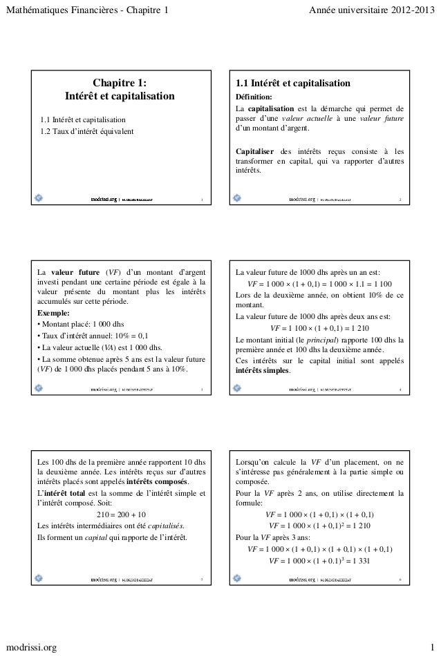 math financière cours