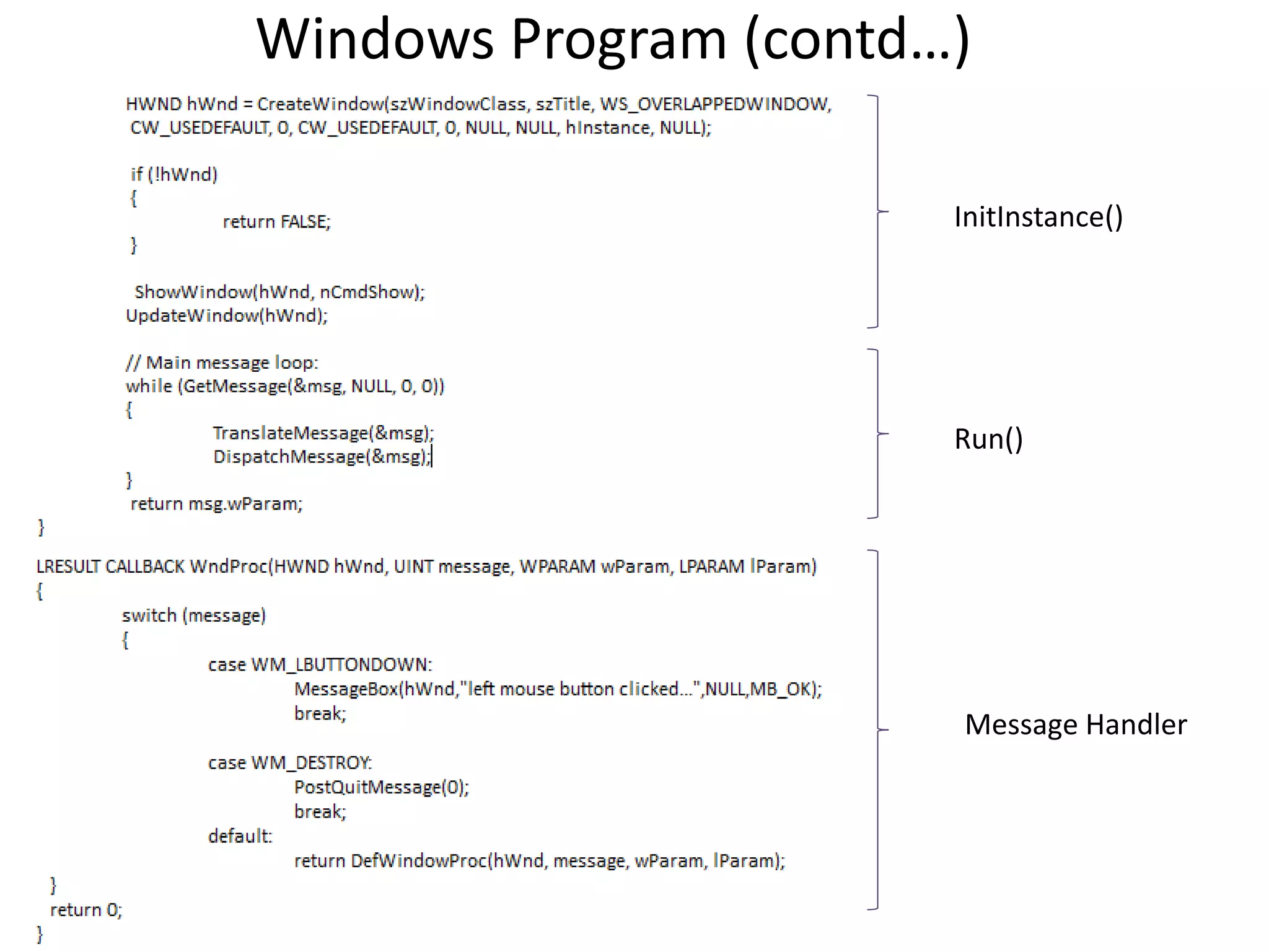 MFC Message Handling | PPTX | Operating Systems | Computer Software and Applications