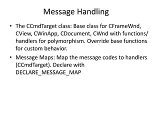 MFC Message Handling | PPTX | Operating Systems | Computer Software and Applications