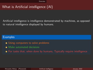 Artificial intelligence and Machine learning Applications | PDF