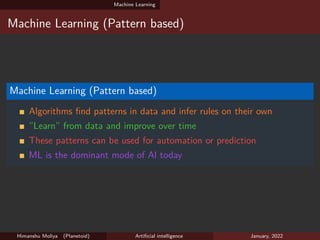 Artificial intelligence and Machine learning Applications | PDF