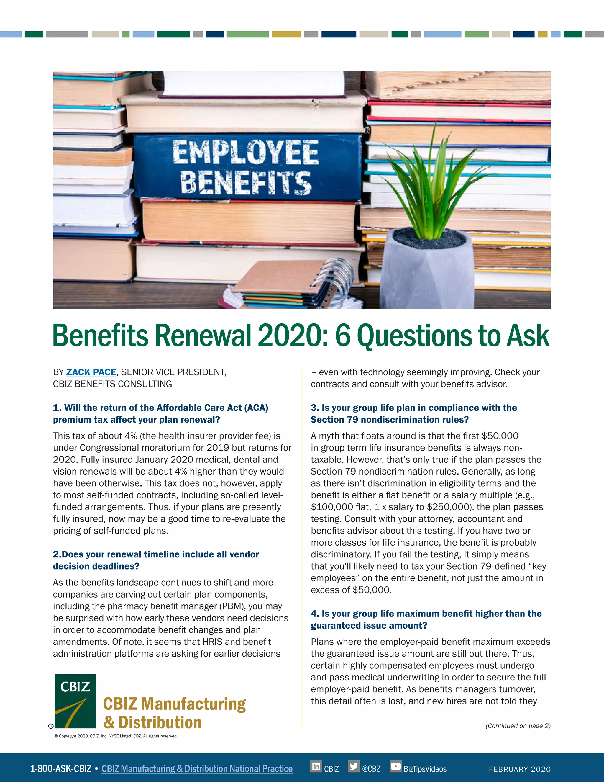 Benefits Renewal 2020: 6 Questions to Ask | PDF