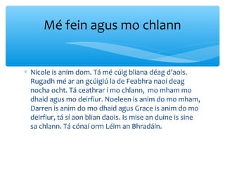 Irish Project - Mé fein agus mo shaol | PPT