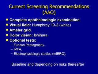 Multifcoal ERG in Hydroxychloroquine Retinopathy | PPT