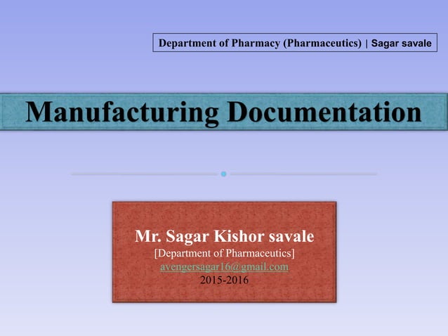 Manufacturing Documentation | PPTX | Business | Business and Finance