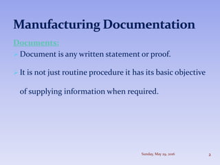 Manufacturing Documentation | PPTX